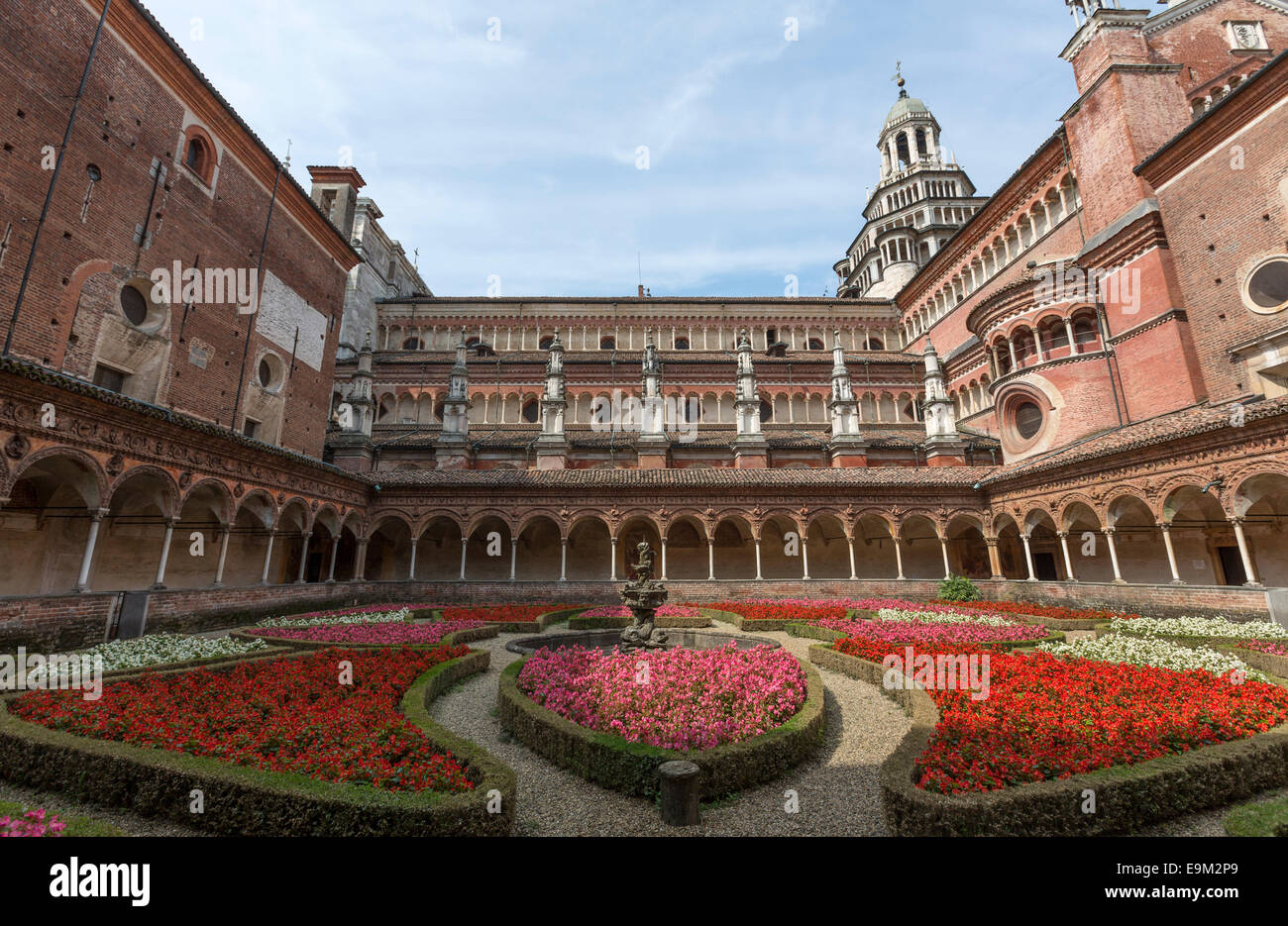 Certosa di Pavia monastery Small Cloister with a garden in the center ...