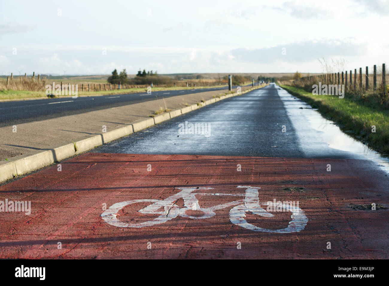 Cycle lane, A77, Fenwick Moor, Scotland Stock Photo - Alamy