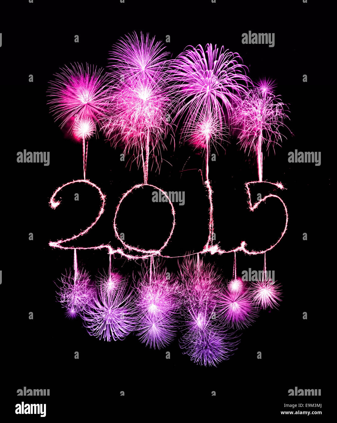 Happy New Year - 2015 made a sparkler with fireworks Stock Photo - Alamy