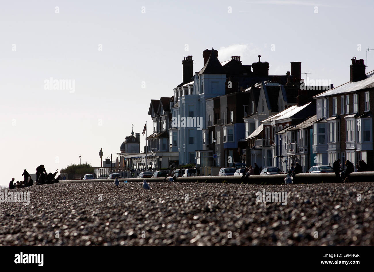 Looking south along the seafront at Aldeburgh in Suffolk Stock Photo ...