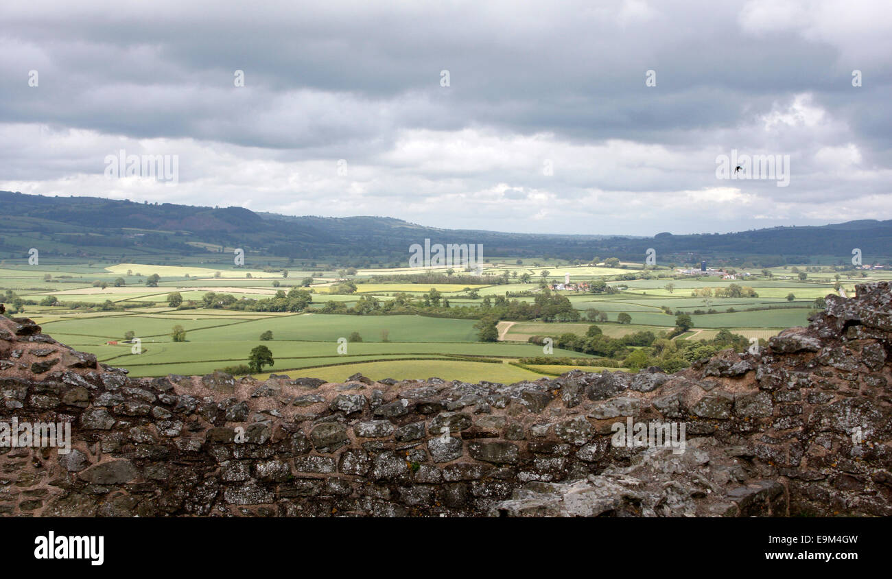 The view from Montgomery Castle in Wales across the Welsh countryside ...