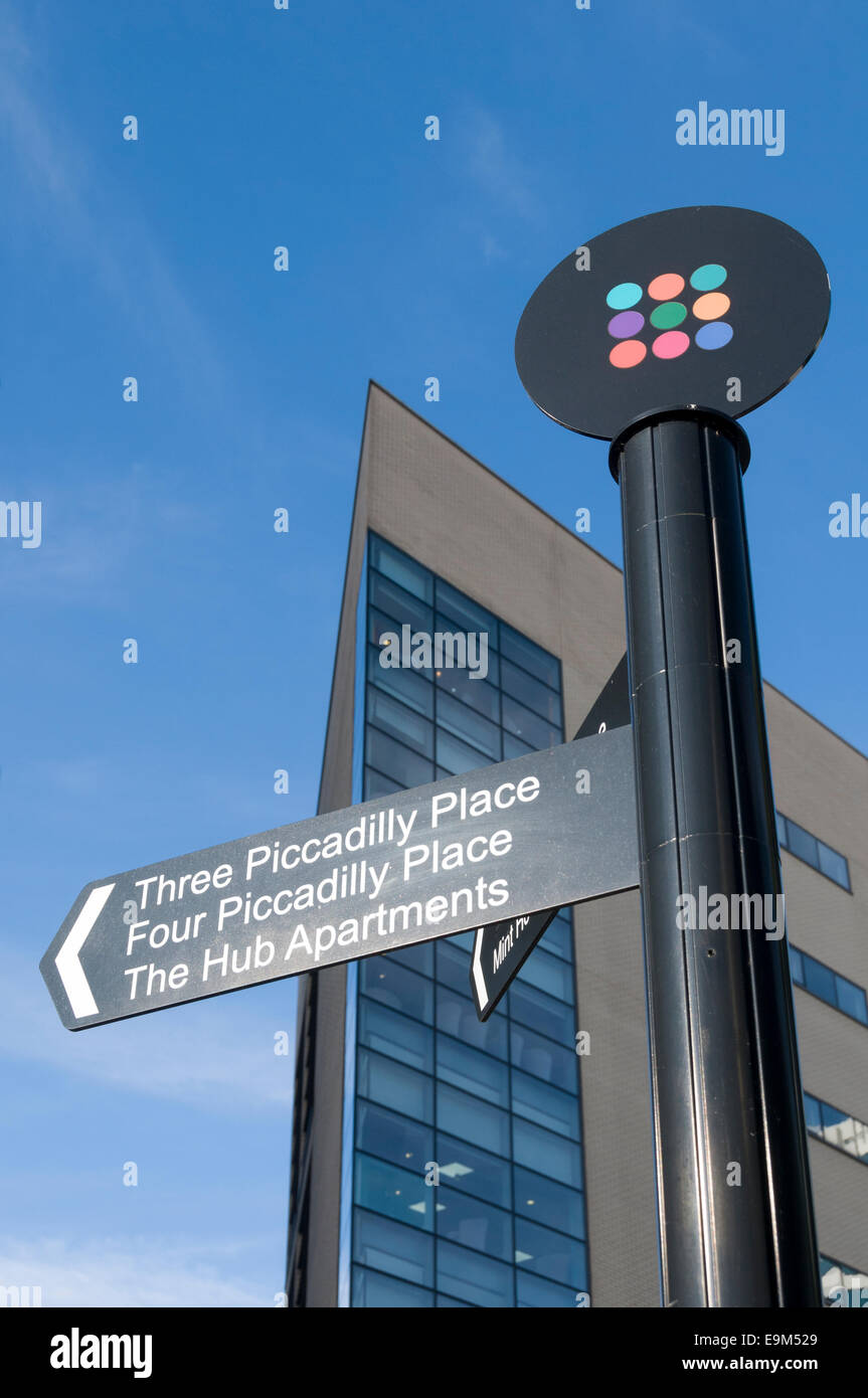 Direction signpost at Piccadilly Place, London Road, Manchester ...