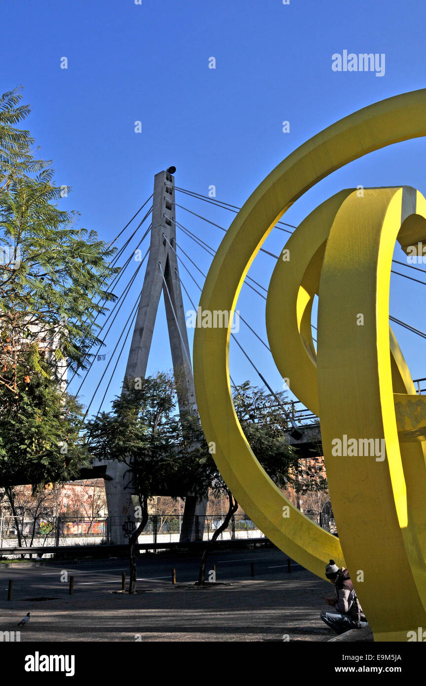 sculpture and bridge Santiago Chile Stock Photo - Alamy