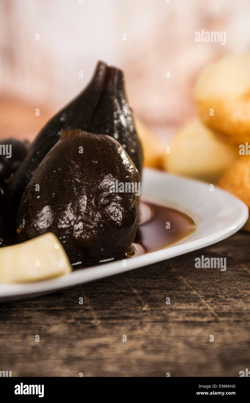 Figs with honey and cheese ecuadorian dessert higos con queso Stock ...