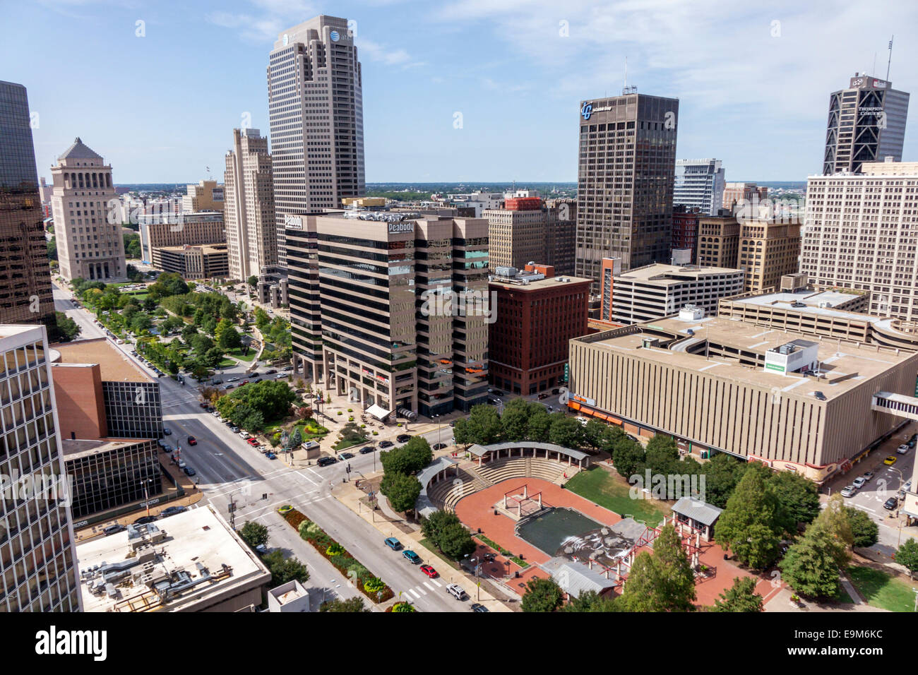 Saint St. Louis Missouri,downtown,aerial overhead view from above,city ...