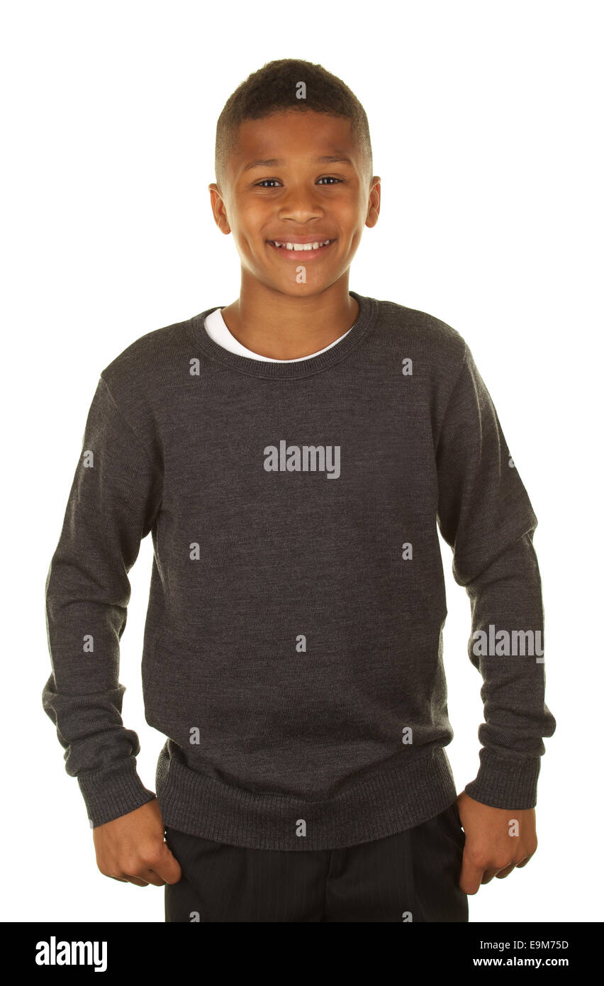 Handsome Eleven Year Old African American Boy on a White Background ...