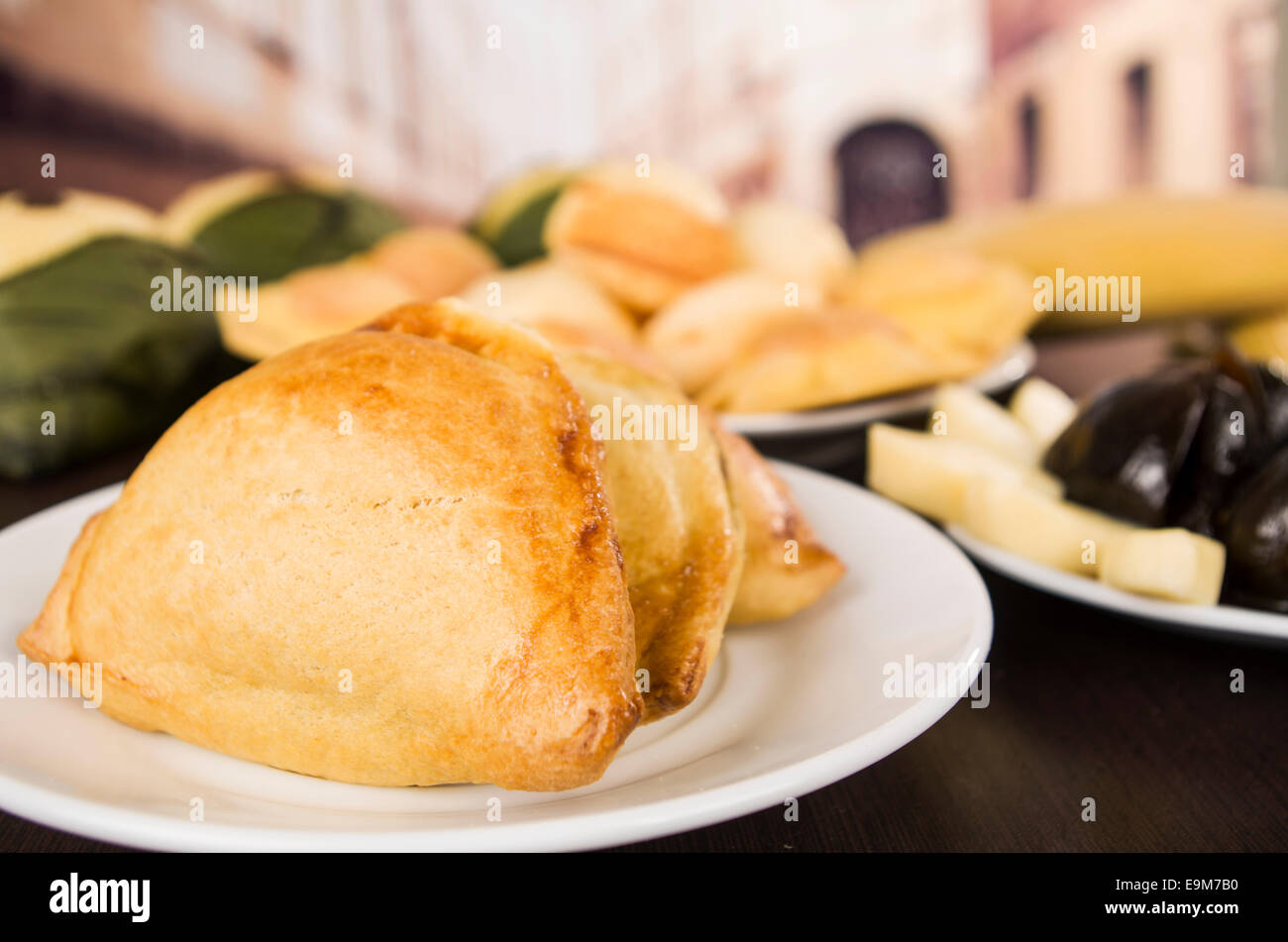 traditional ecuadorian food emapnadas Stock Photo - Alamy