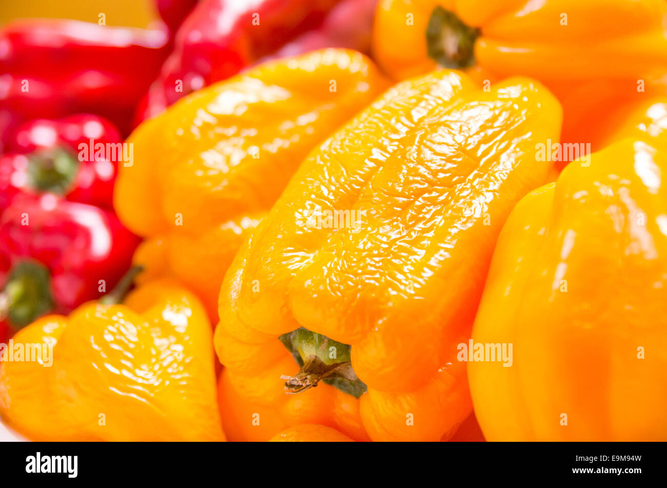 closeup yellow capsicum pepper from the market Stock Photo - Alamy