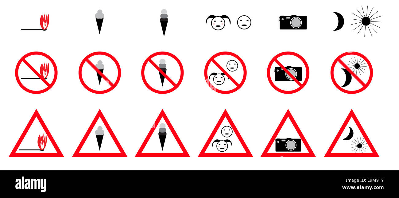 Set of Prohibition Signs. Vector Illustration Stock Photo - Alamy