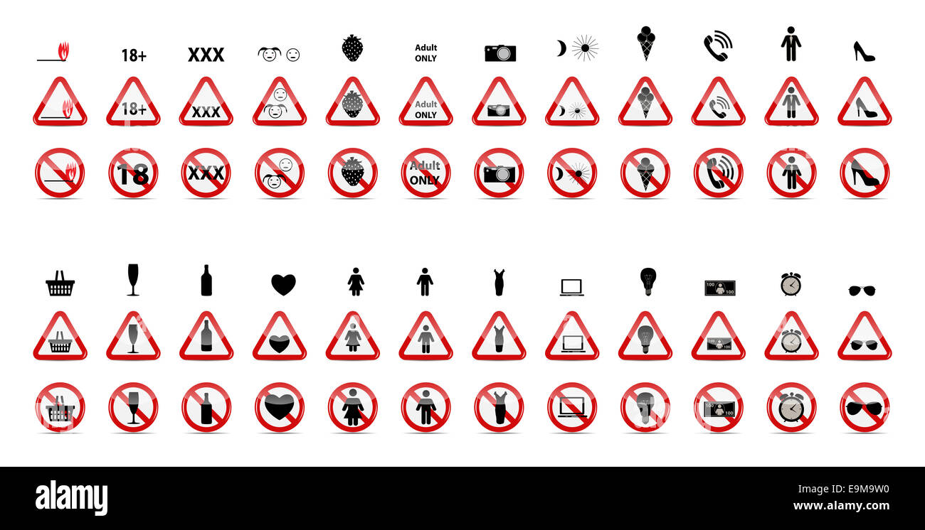 Set of Prohibition Signs. Vector Illustration Stock Photo - Alamy