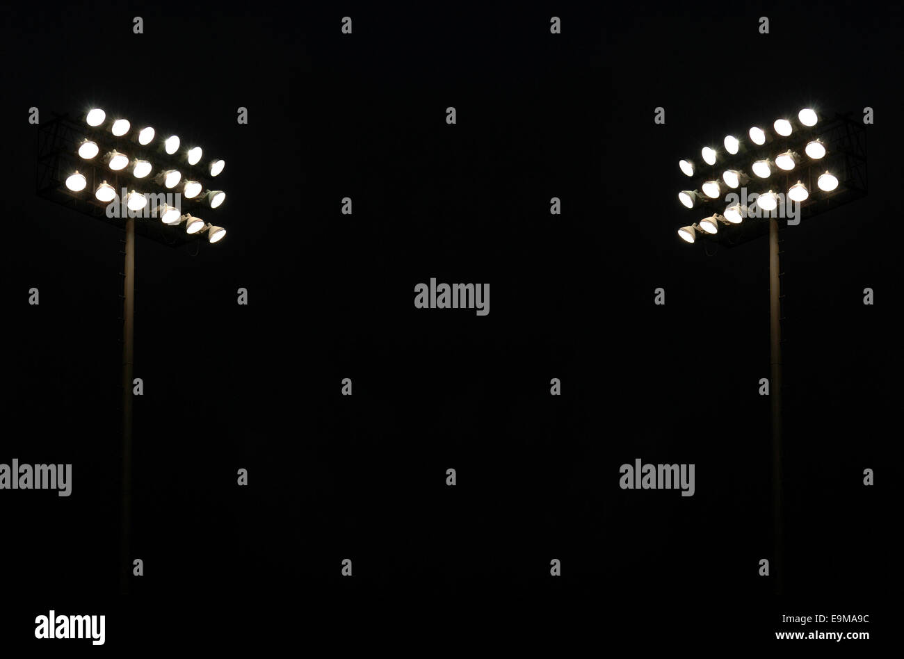 Stadium Lights At A Sports Stadium At Night Stock Photo - Alamy