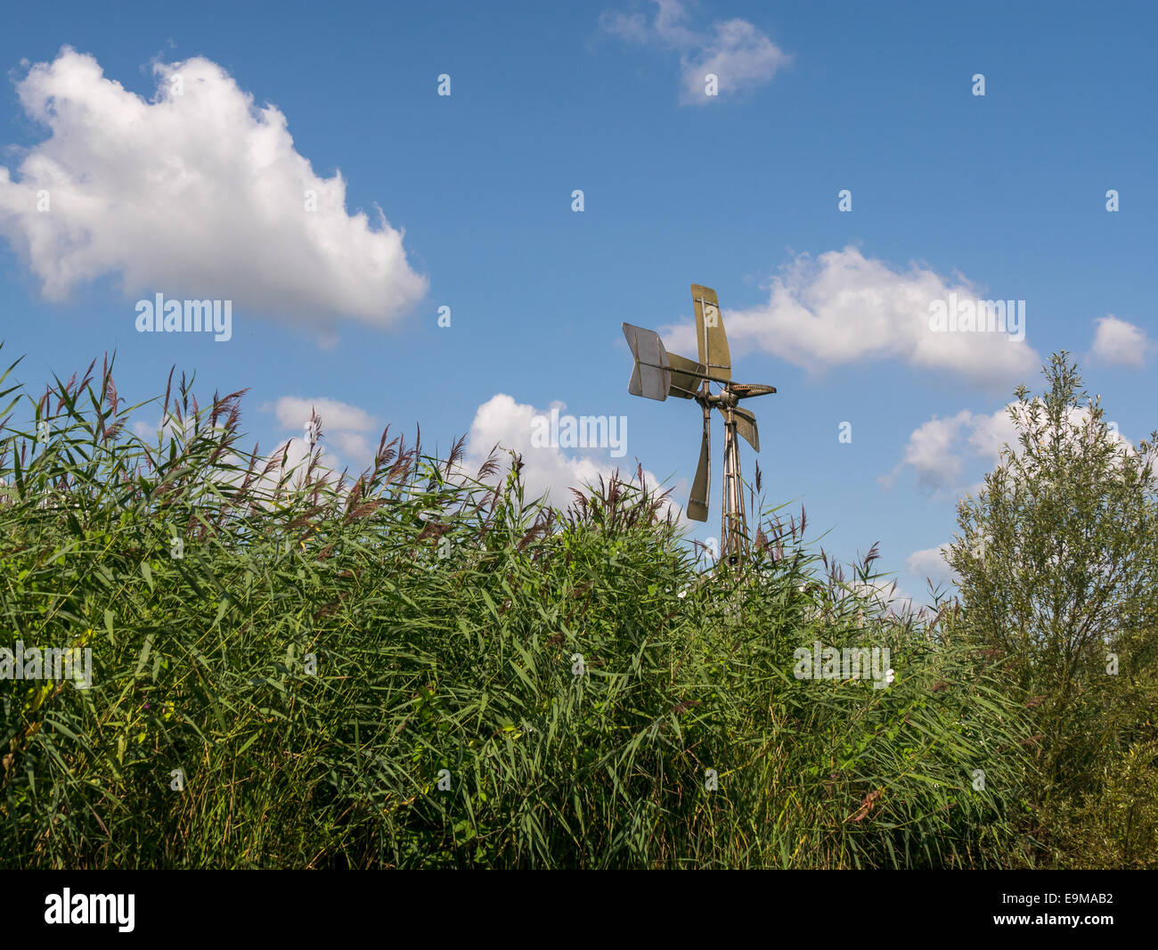 Old metal windmill in weerribben nature reserve Stock Photo - Alamy