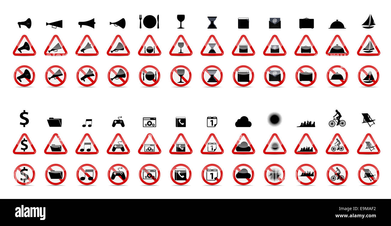 Set of Prohibition Signs. Vector Illustration Stock Photo - Alamy