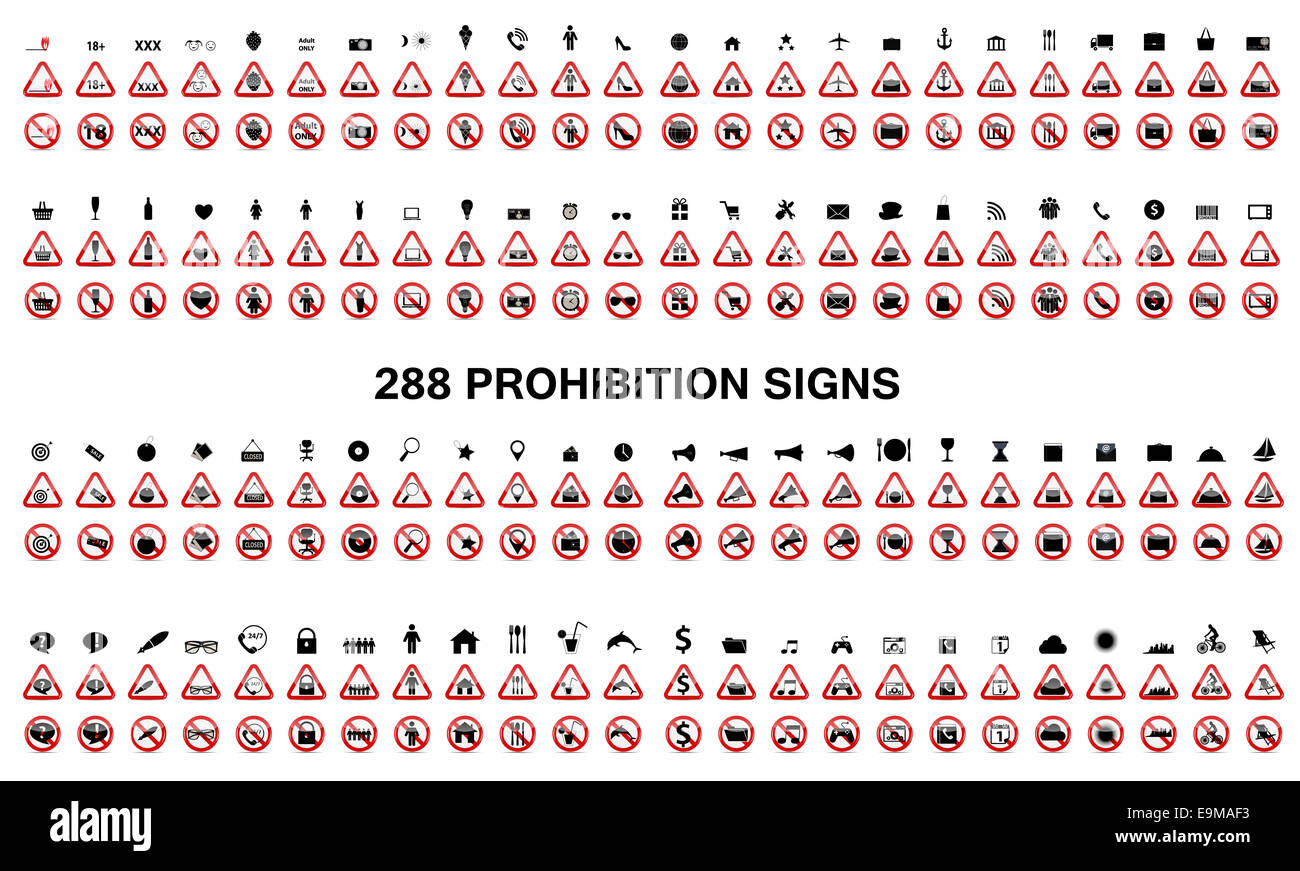Set of Prohibition Signs. Vector Illustration Stock Photo - Alamy