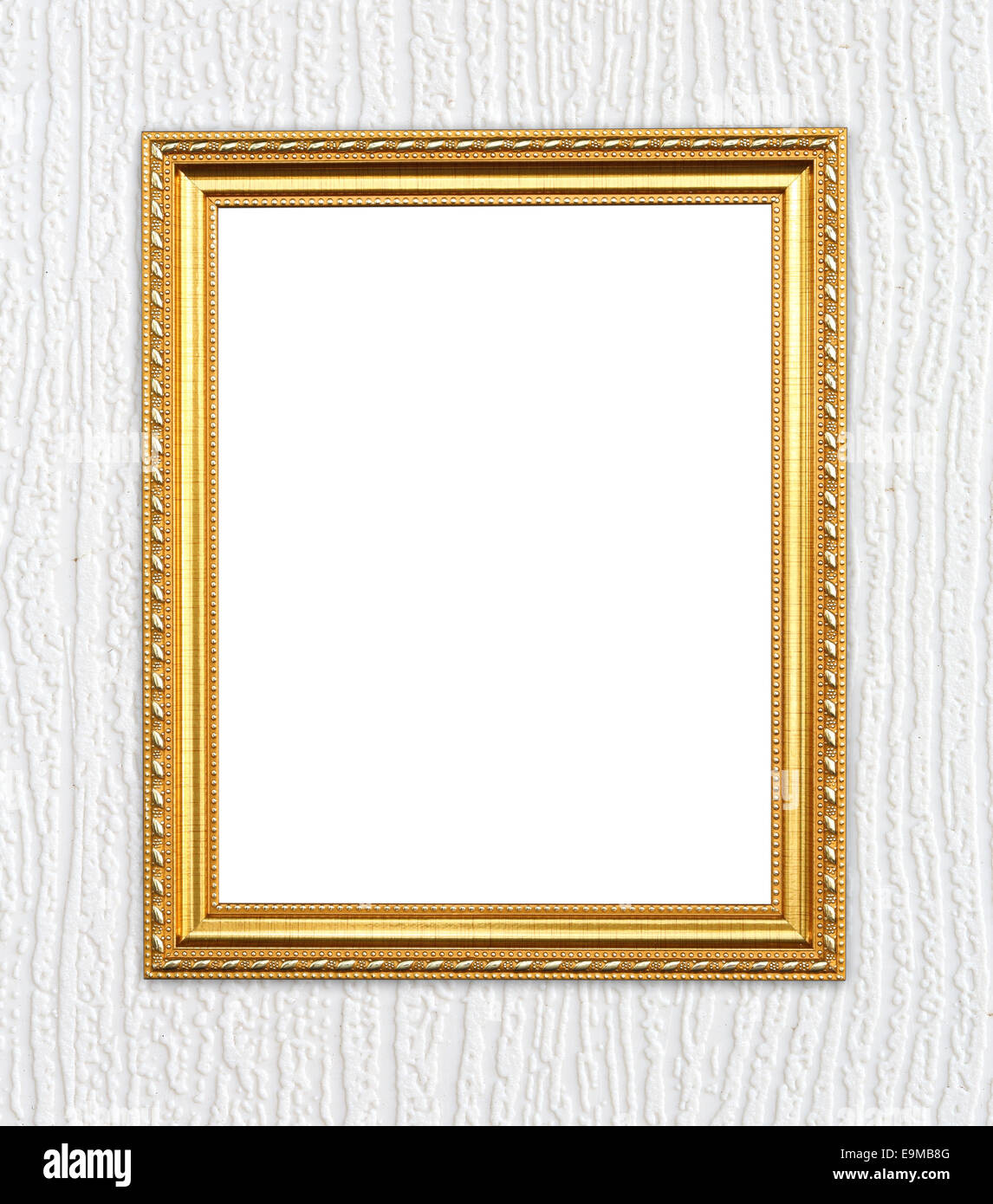 blank golden frame on wood wall background Stock Photo - Alamy