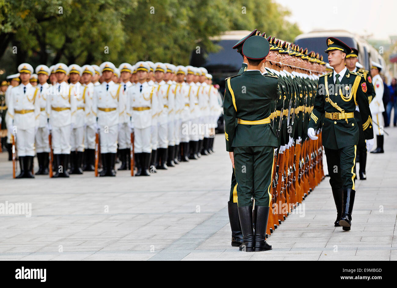 Chinese guard of honor during a welcome ceremony for Czech President ...