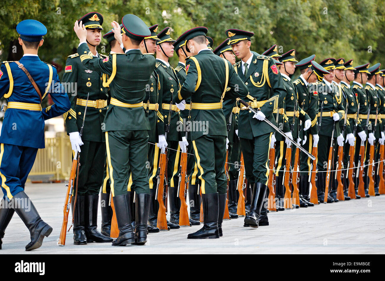 Chinese guard of honor during a welcome ceremony for Czech President ...