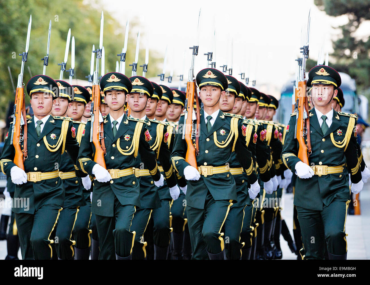 Chinese guard of honor during a welcome ceremony for Czech President ...