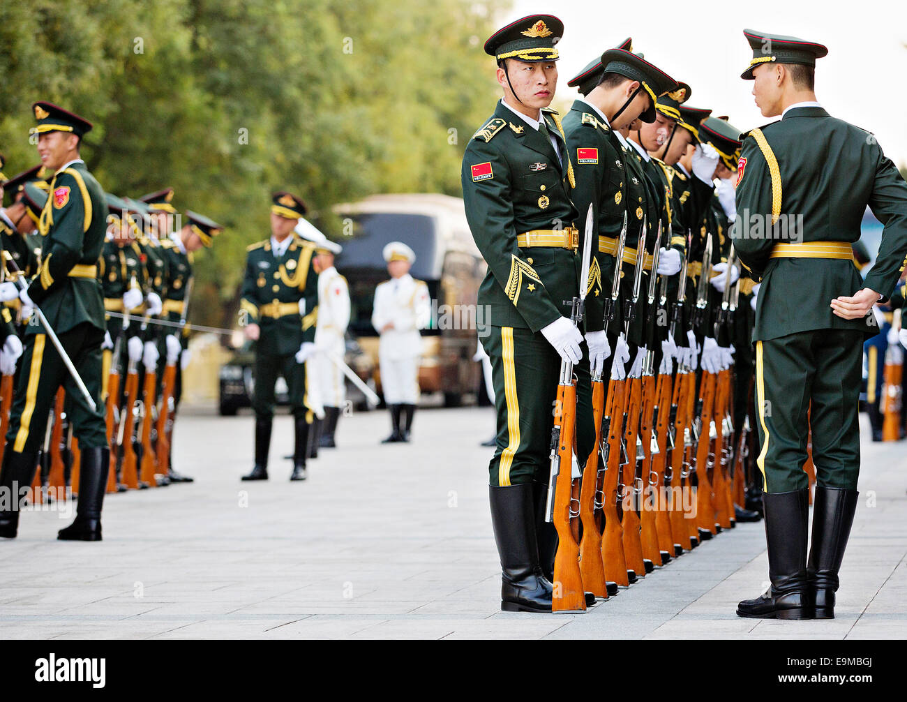 Chinese guard of honor during a welcome ceremony for Czech President ...