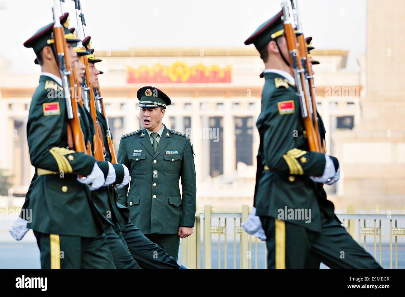 Chinese guard of honor during a welcome ceremony for Czech President ...