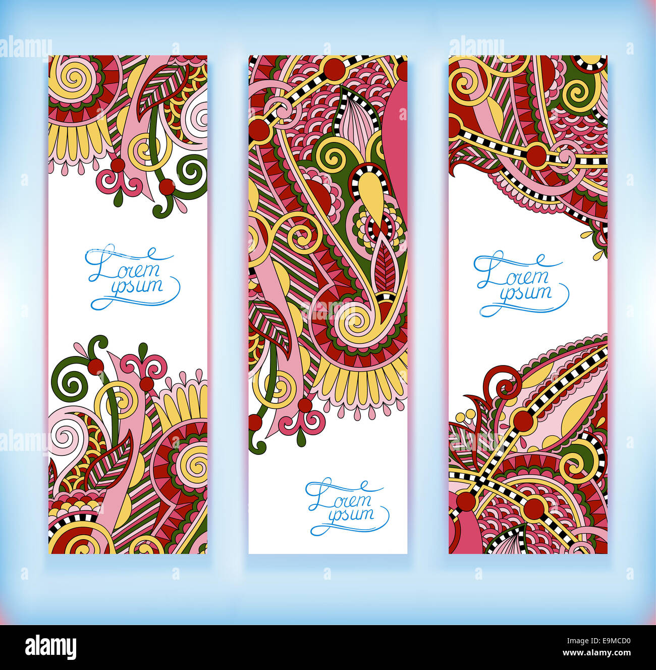 set of decorative flower template banner, card, web design with Stock ...