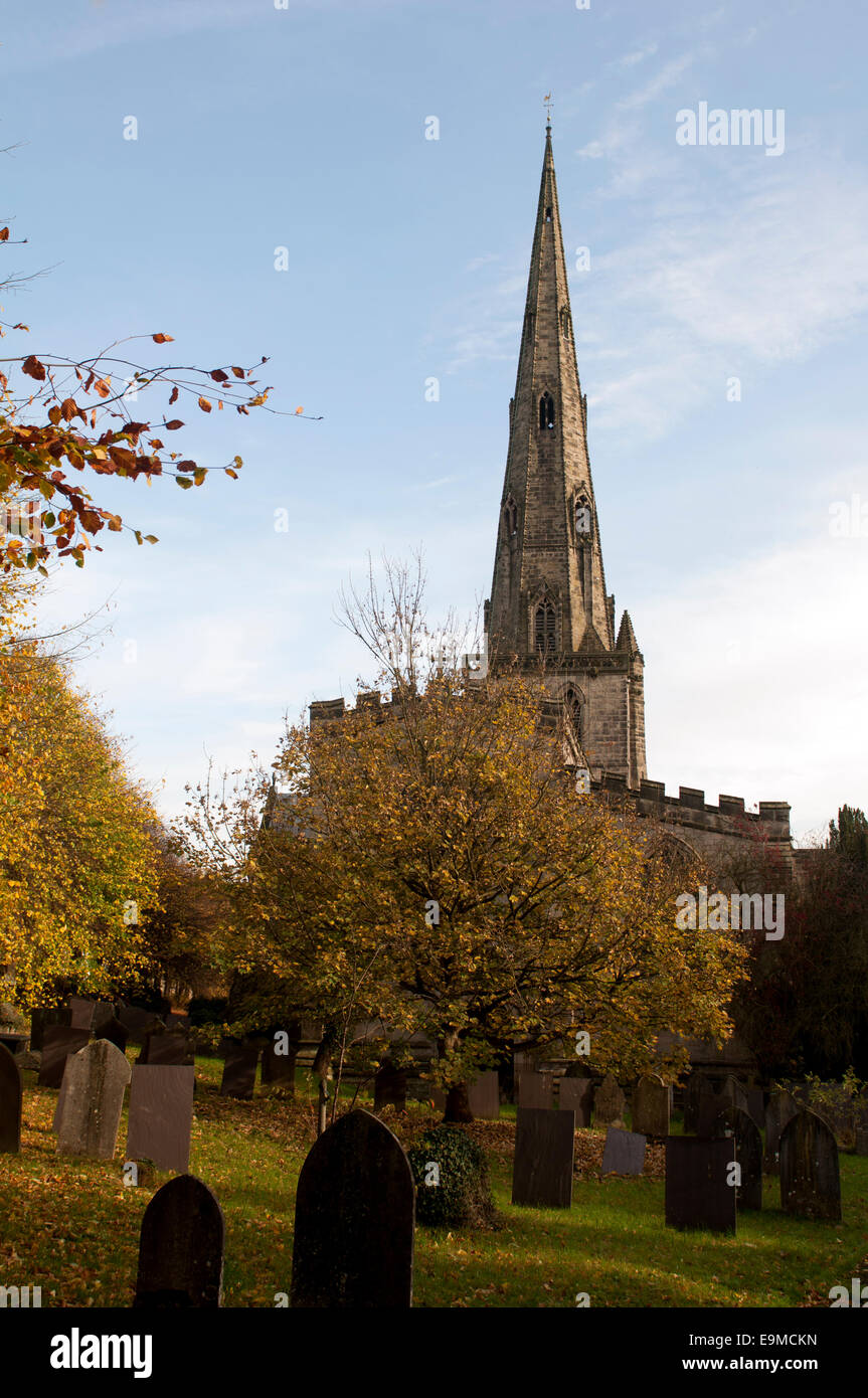 St. Oswald`s Church in autumn, Ashbourne, Derbyshire, England, UK Stock ...