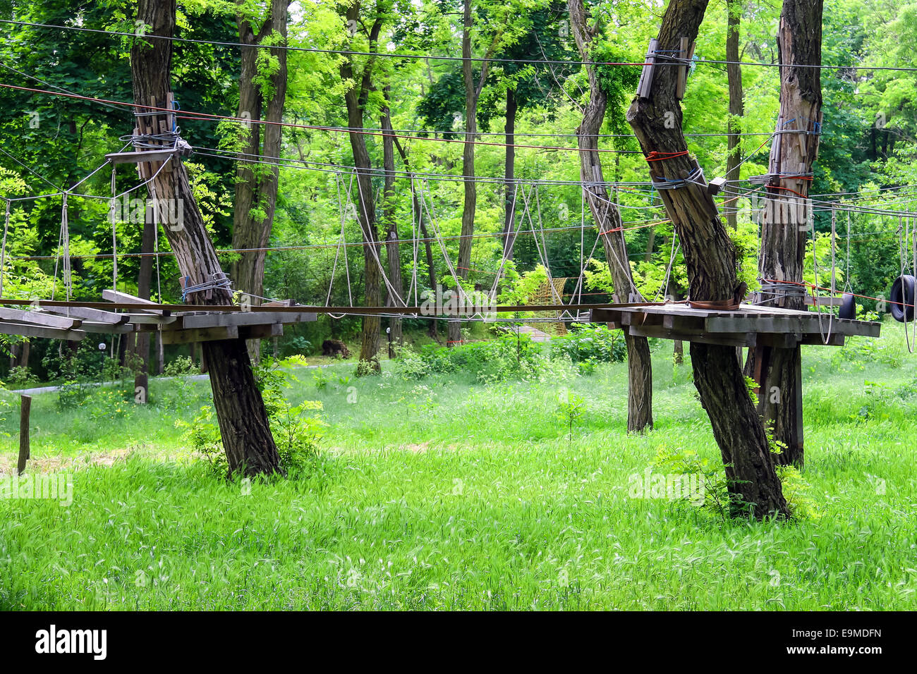 Swinging bridge obstacle course hi-res stock photography and images - Alamy