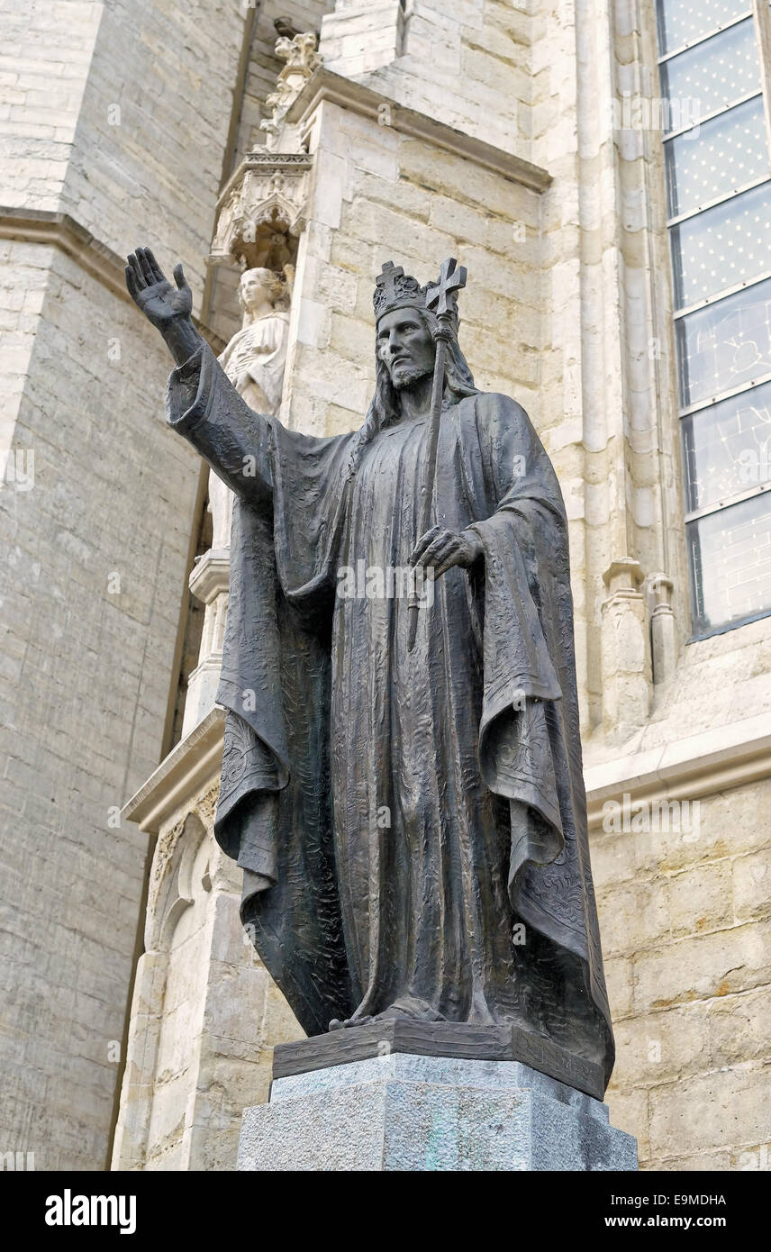 Statue of Jesus at Saint Martinus Basilica on November 2, 2013 in Halle ...