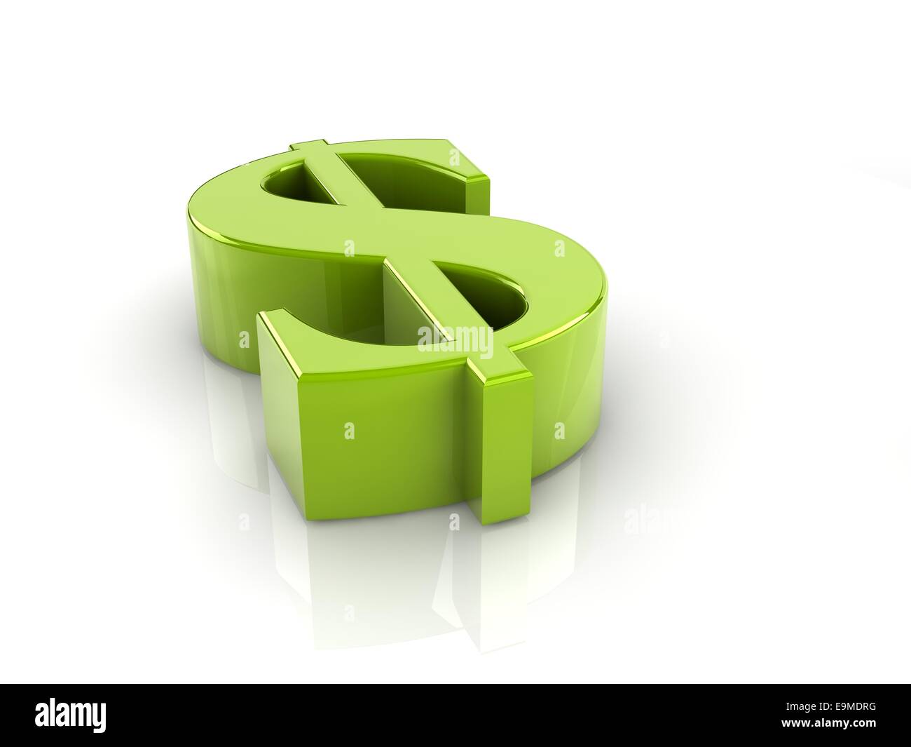green reflective dollar sign isolated with white background Stock Photo ...