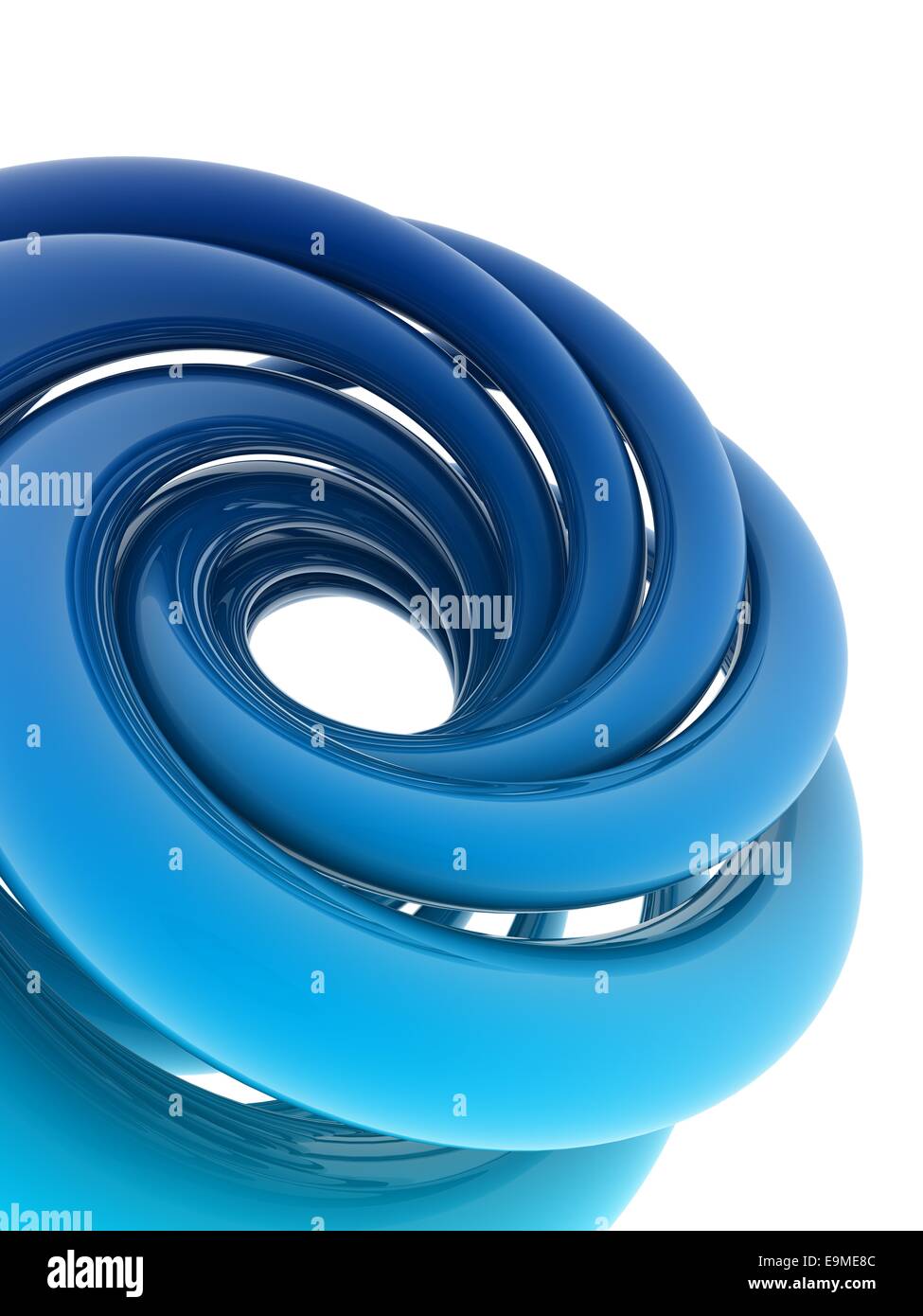 3D blue metallic curve surface shape isolated on white background Stock ...