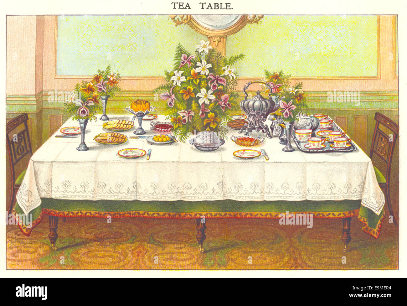Suggested layout for the tea table Stock Photo - Alamy