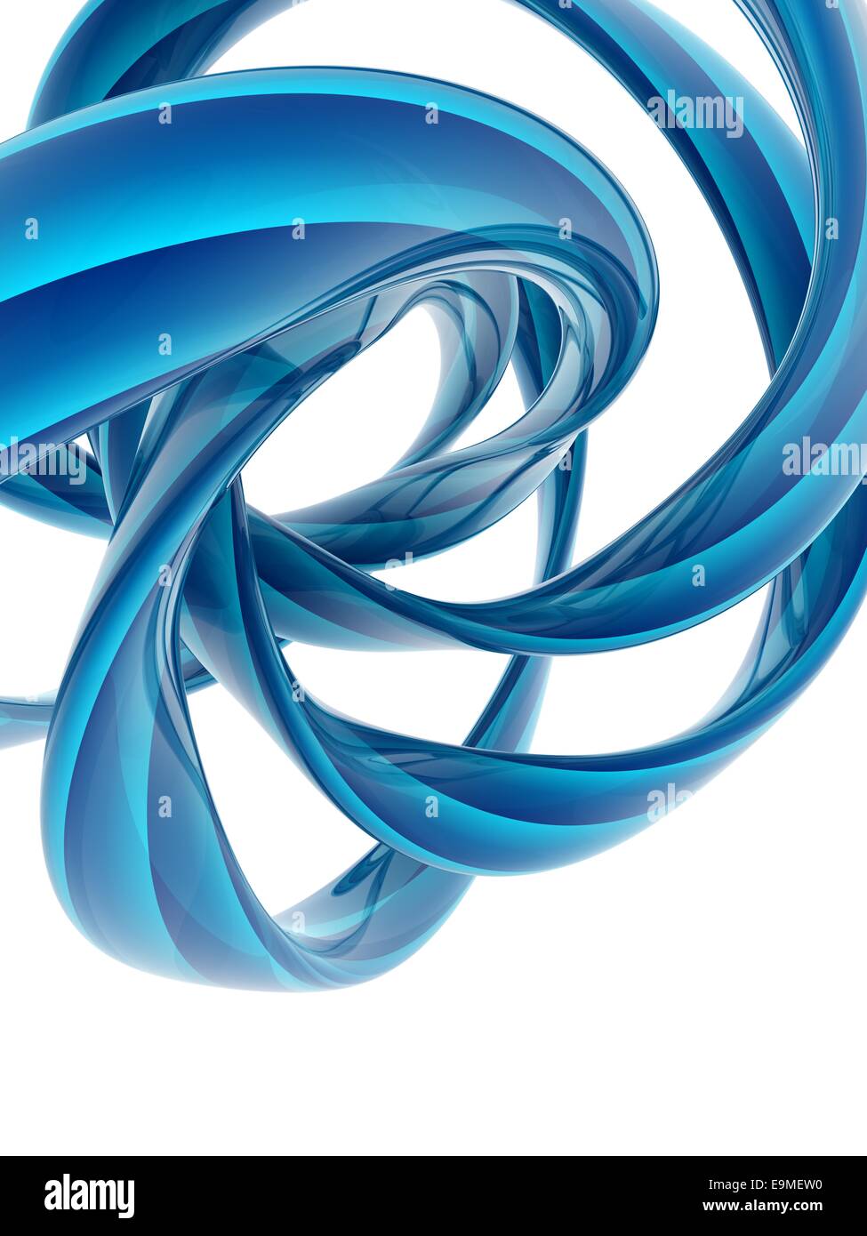 3D blue metallic curve surface shape isolated on white background Stock ...