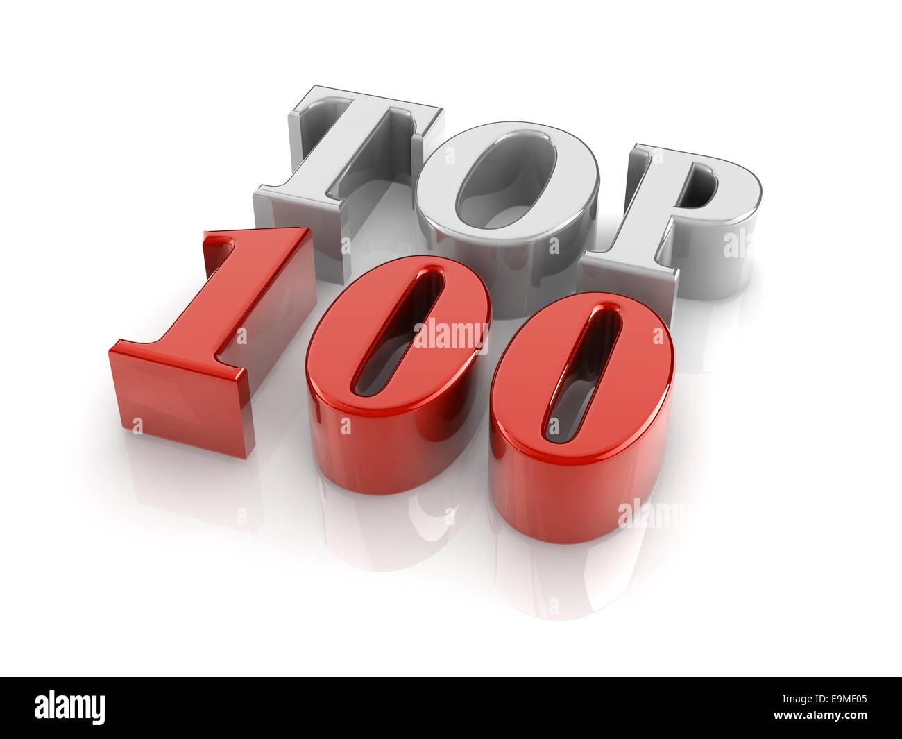 reflective 3d text TOP100 isolated with white background Stock Photo ...