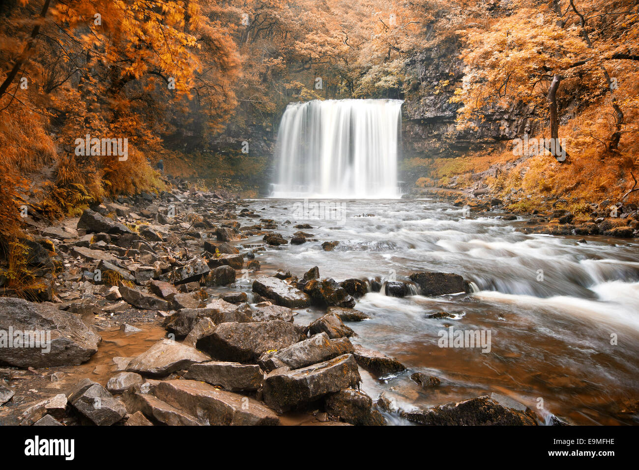 Beautiful image of waterfall in forest with stream and lush green ...