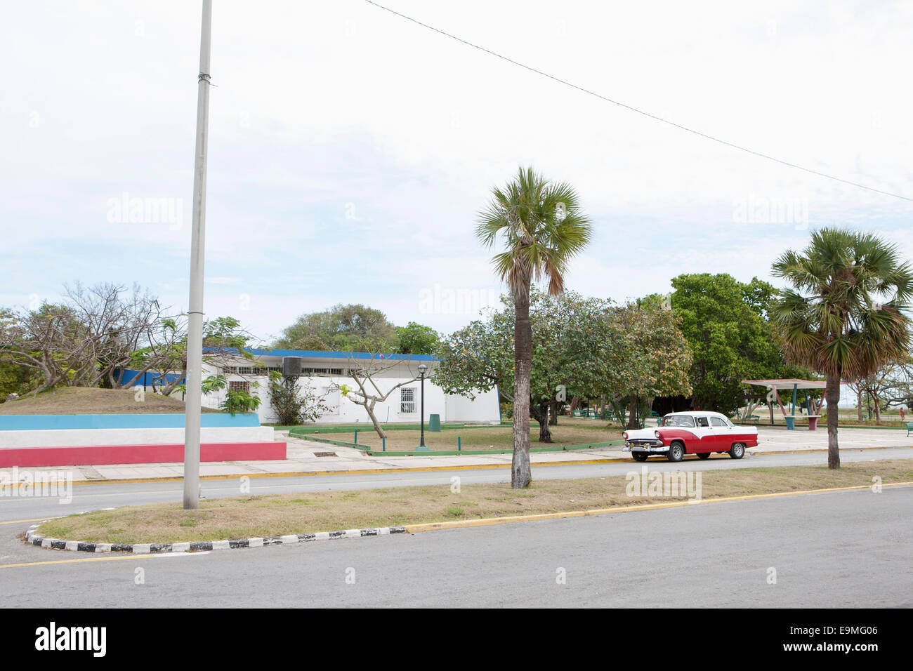 Classic car moving on road Stock Photo - Alamy
