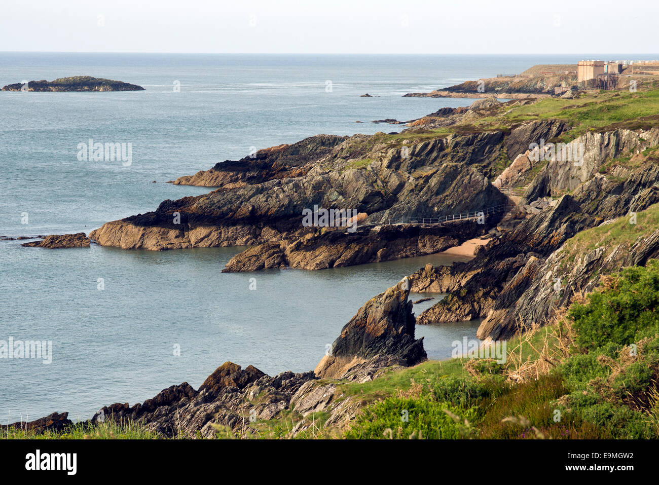 Traeth Dynion cove (creek) a tiny beach on the northern coast on Isle ...