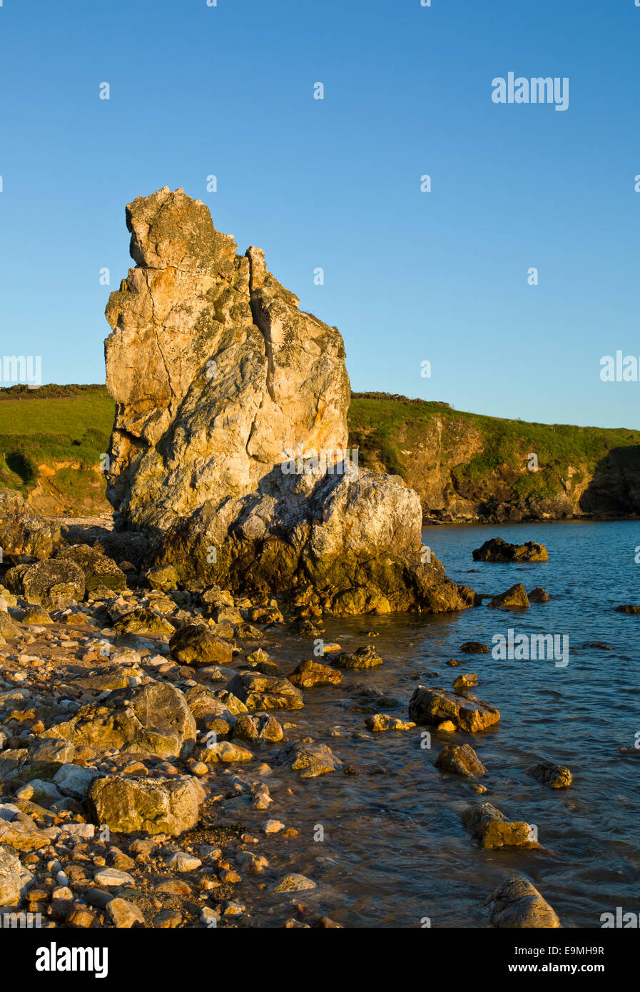 Chalky Rock of Quartzite called White Lady on beach at Porth Padrig ...