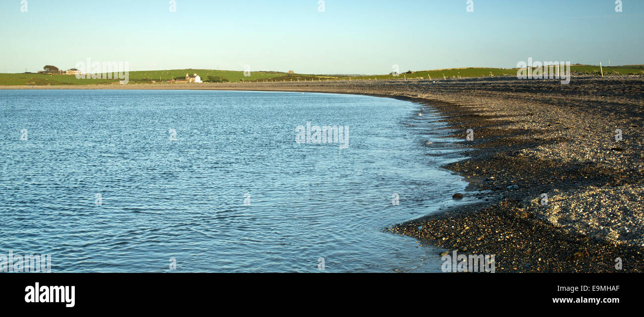 Shingle Bank at Cemlyn Bay Nature Reserve on northern coast Isle of ...