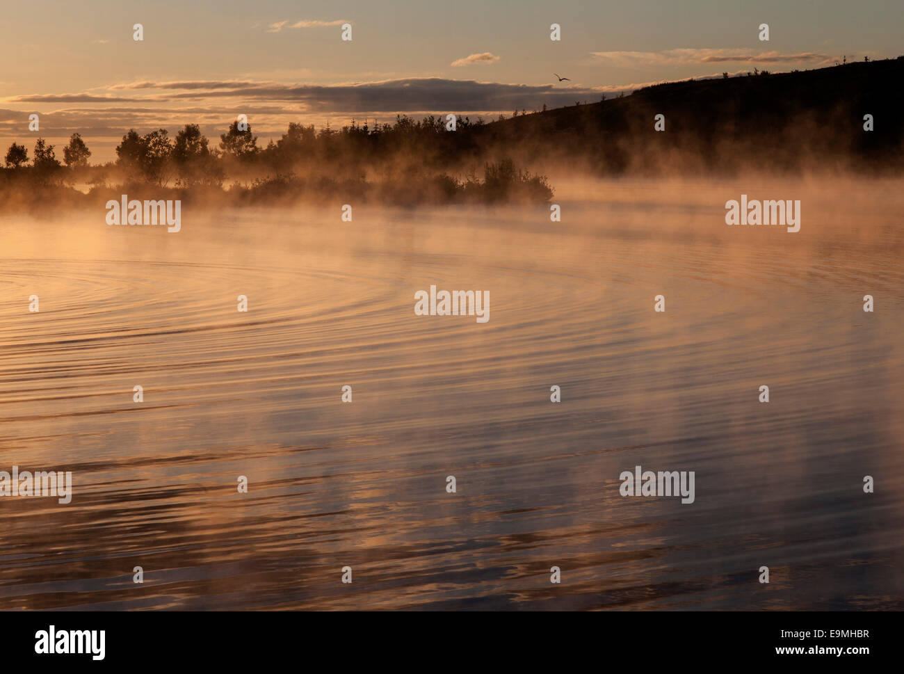 Hot spring, thermal lake, evening light, near Husavik, Iceland Stock ...
