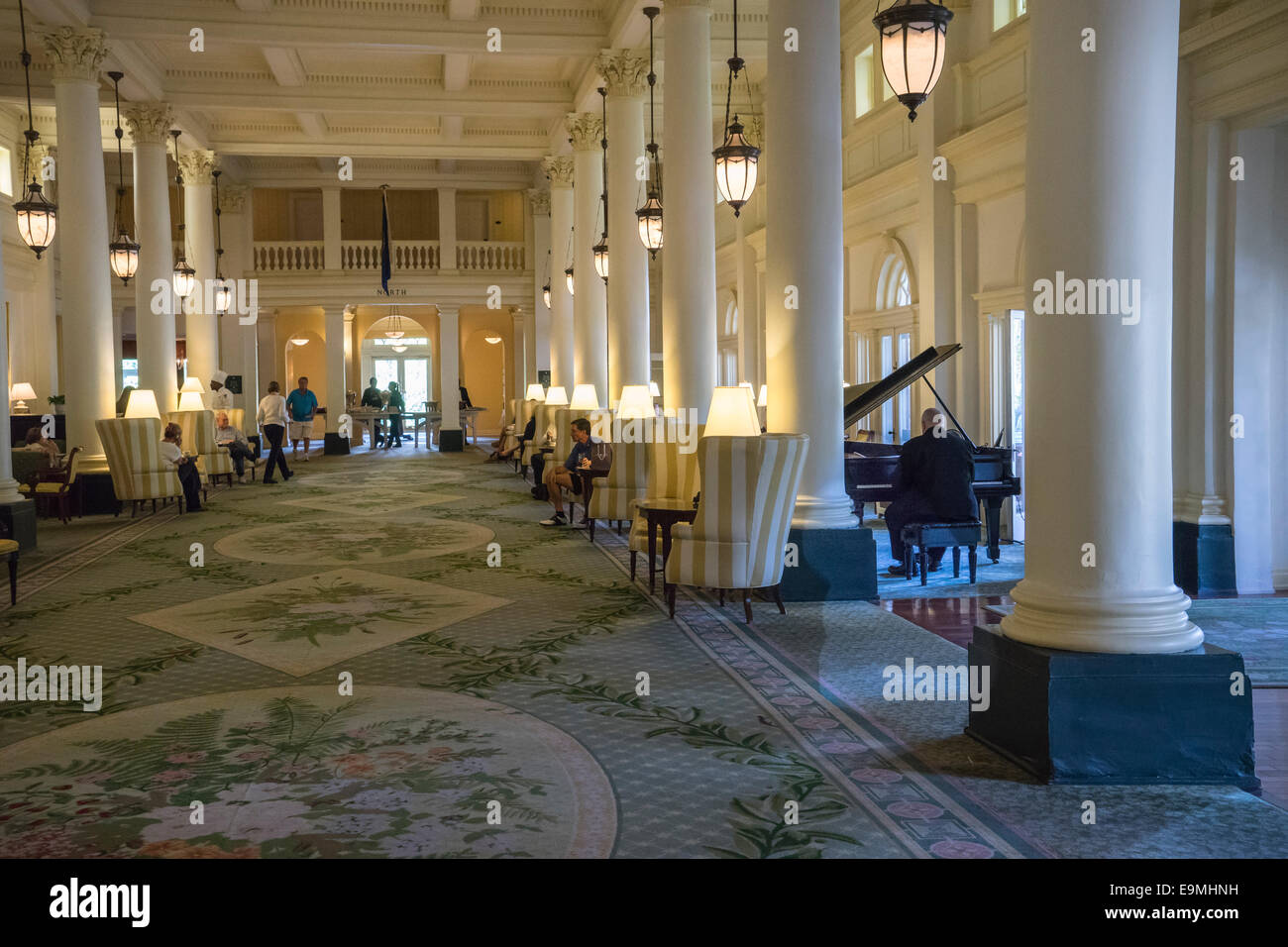 United States, Virginia, Hot Springs, Homestead Resort, Lobby of hotel ...