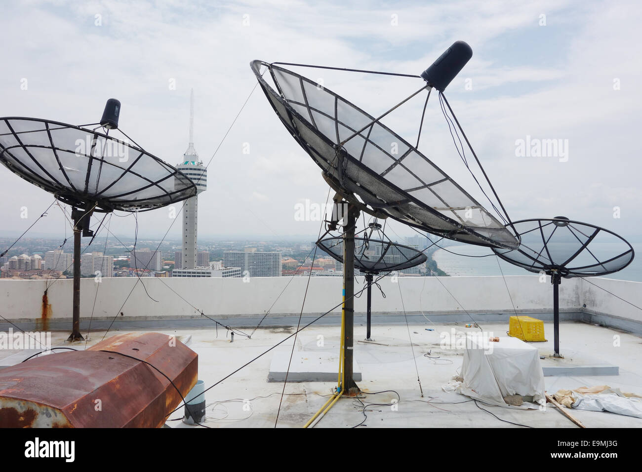 satellite dishes on the roof Stock Photo - Alamy