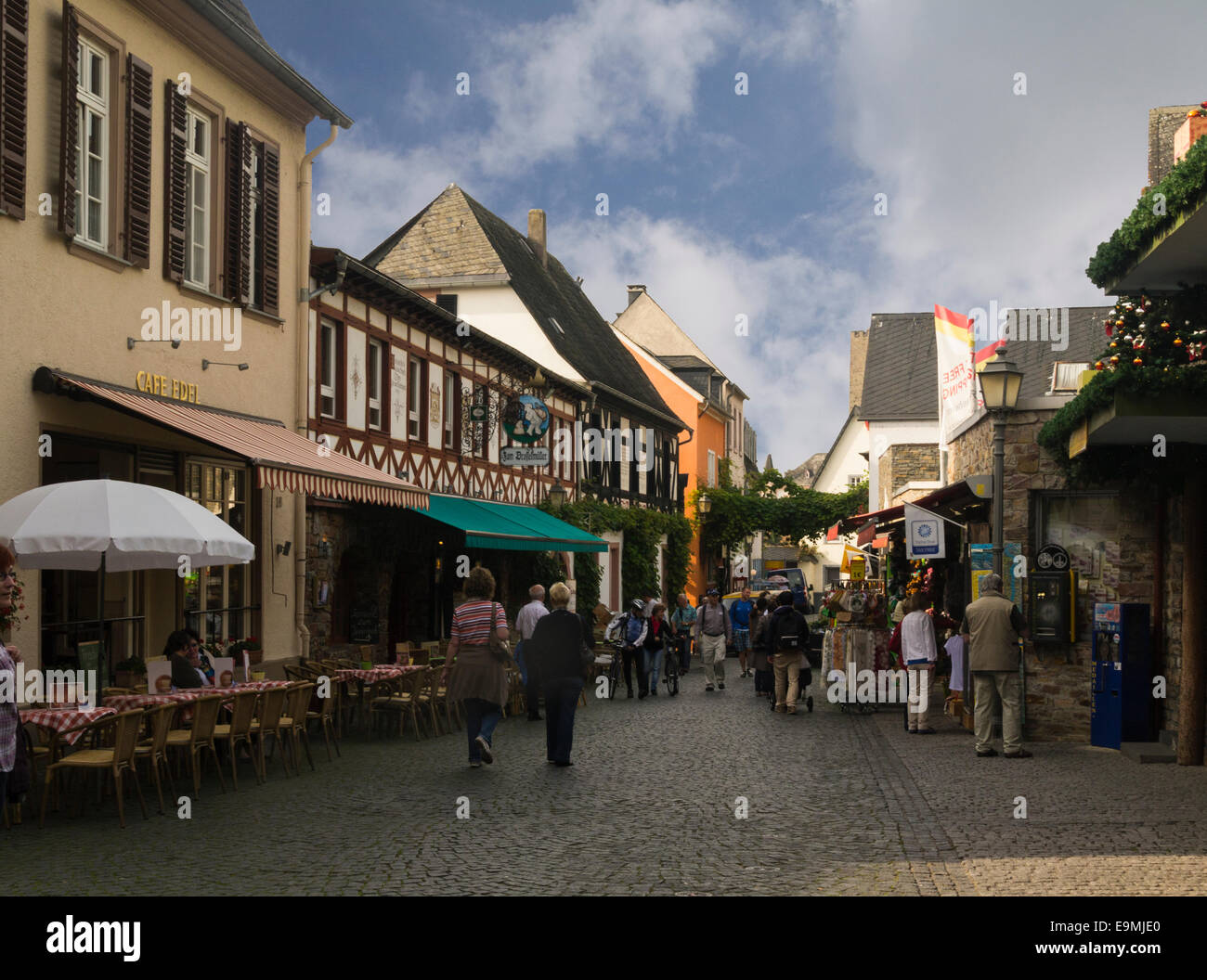 Centre of Rudesheim am Rhein popular tourist destination on German ...