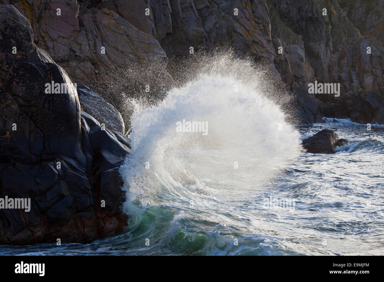 Wave breaking Visitgrotta Nature reserve Kullaberg Scania Sweden Stock ...