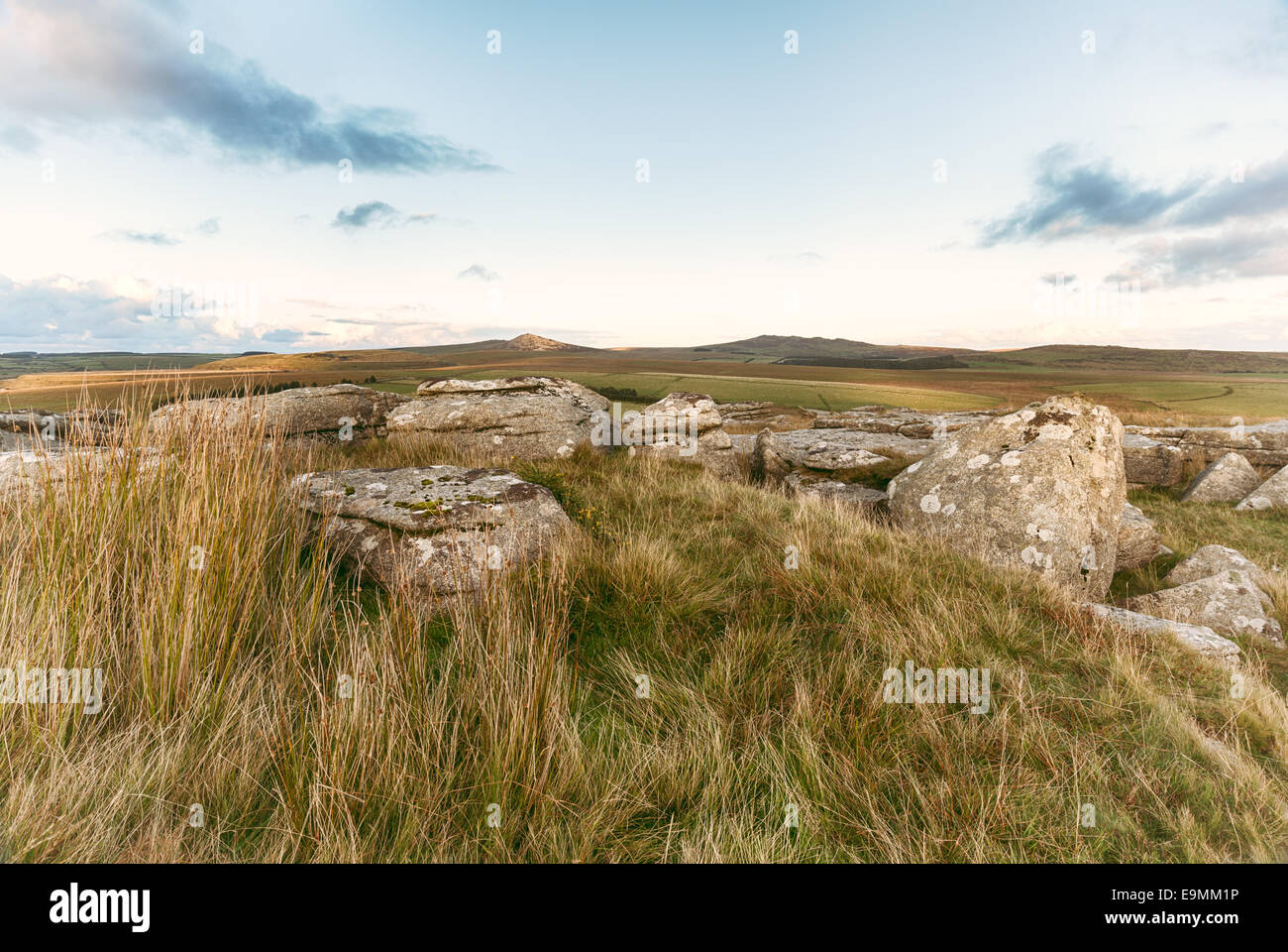 Bodmin Moor in Cornwall looking out towards Roughtor and Brown Willy in ...