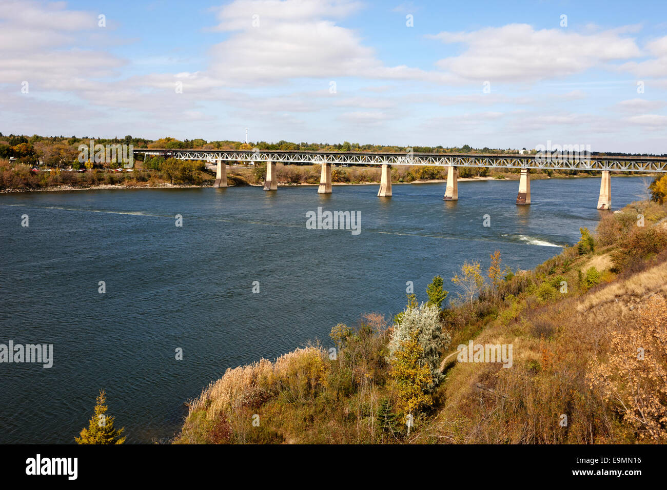 cpr train railway bridge over the south Saskatchewan river saskatoon ...