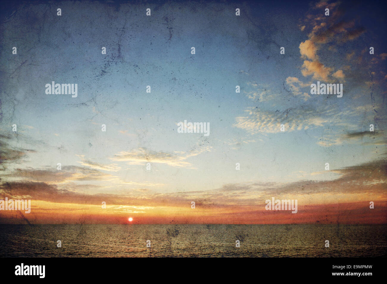 retro sunset sea Stock Photo - Alamy