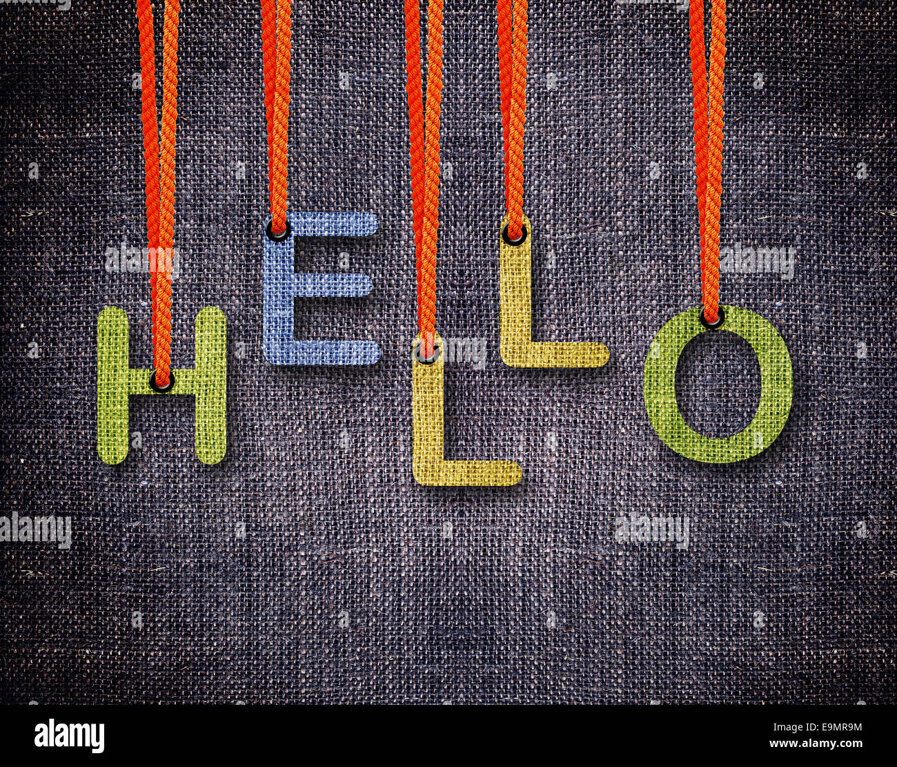 Letters hanging strings Stock Photo - Alamy