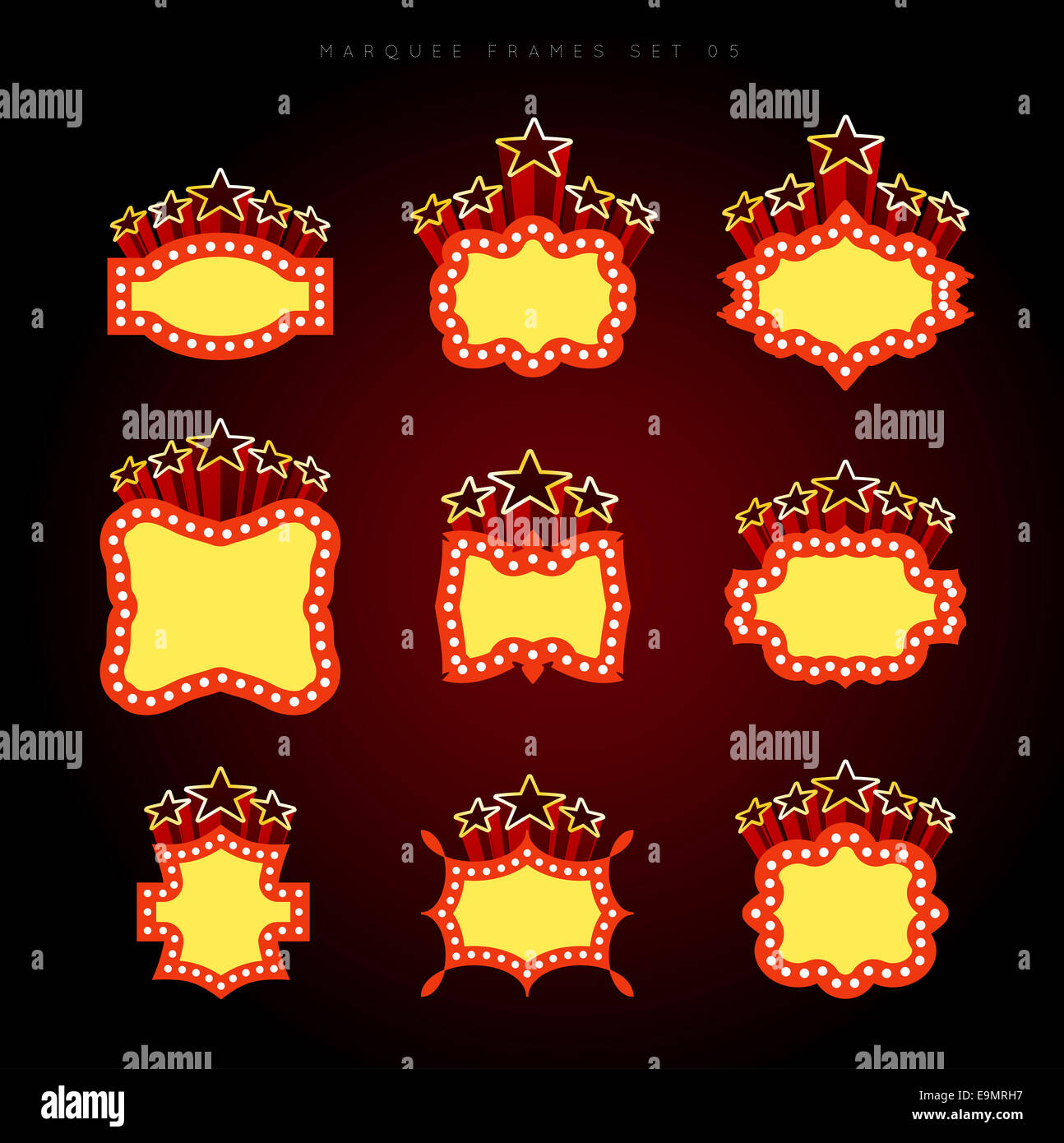 Retro illuminated movie marquee vector set Stock Photo - Alamy