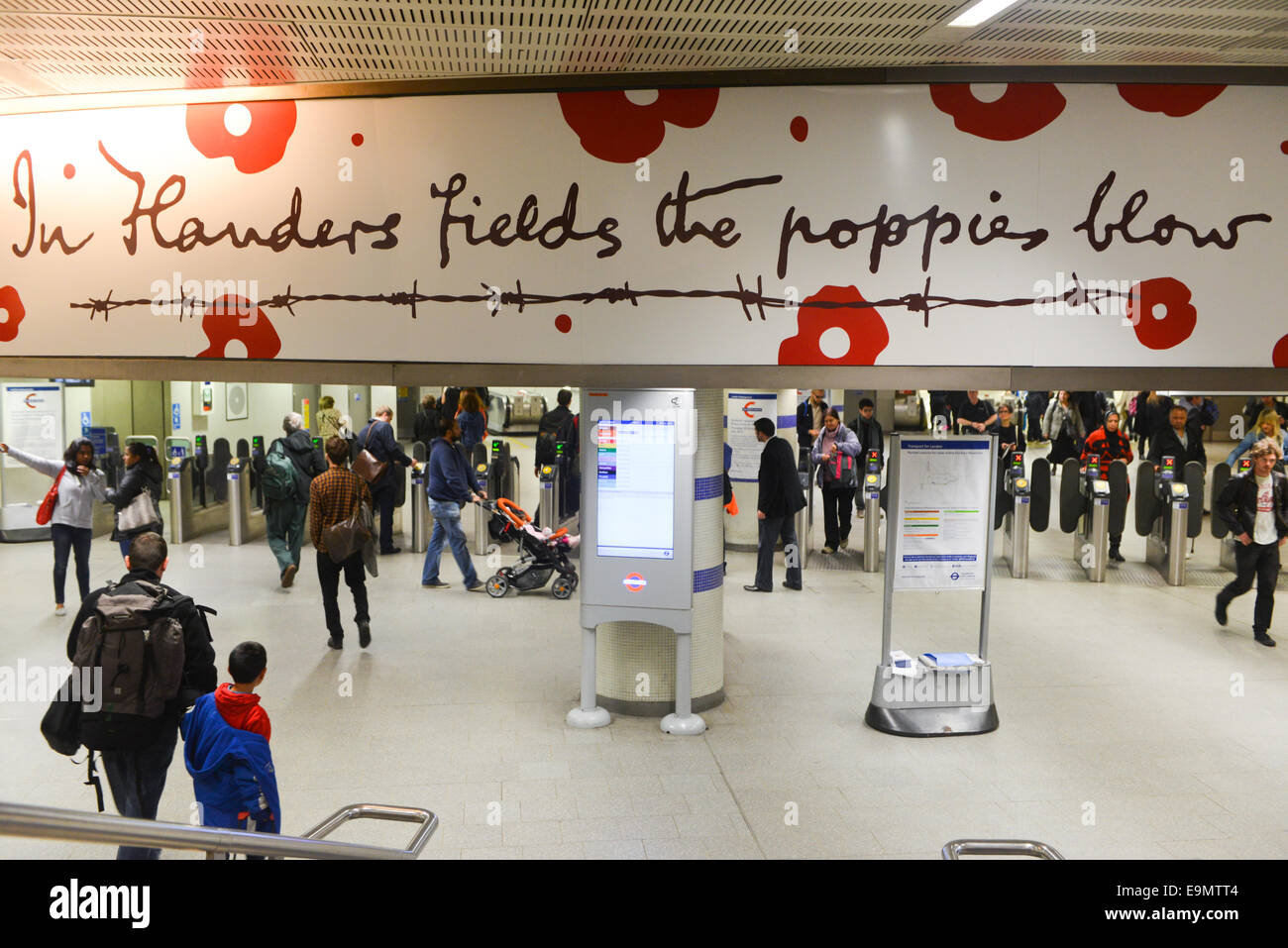 Kings Cross Station, London, UK. 30th October 2014. Commuters pass ...
