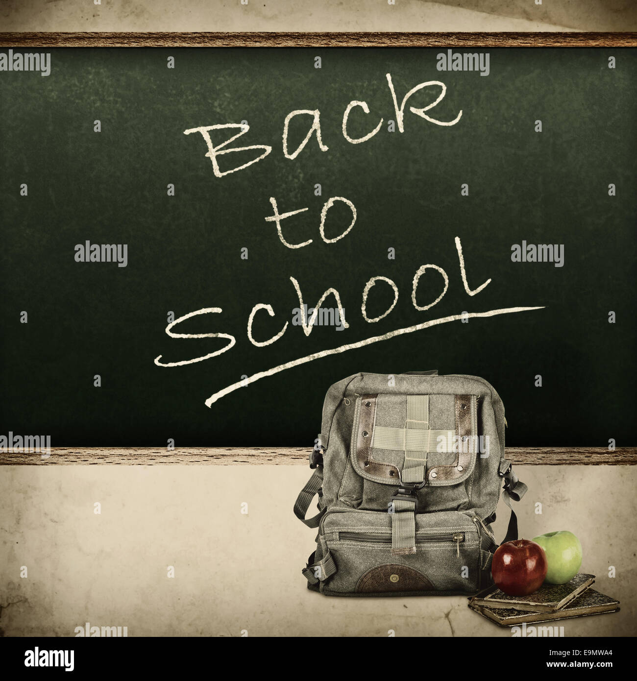 Back school items chalkboard backpack hi-res stock photography and ...